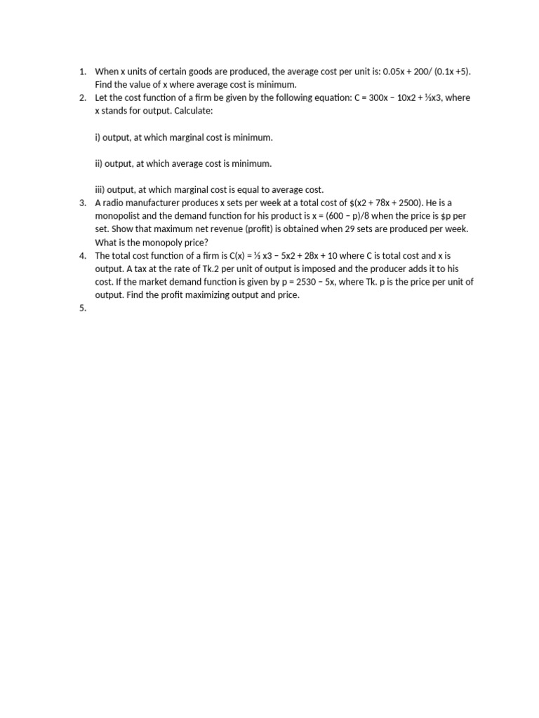 When X Units of Certain Goods Are Produced | PDF