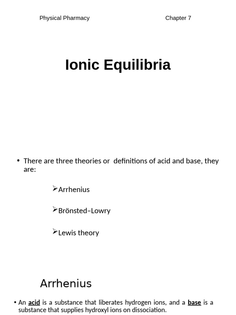 Ionic Equilibria - Lec1 | PDF | Acid | Acid Dissociation Constant
