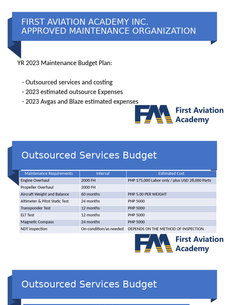 2023 Aviation Maintenance Budget Plan | PDF | Aerospace | Aircraft