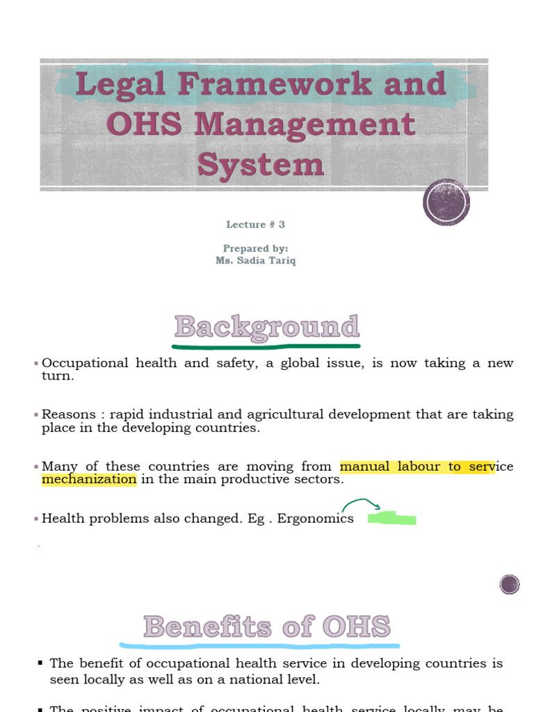 Legal Framework and OHS Management System Lecture 3 | PDF ...