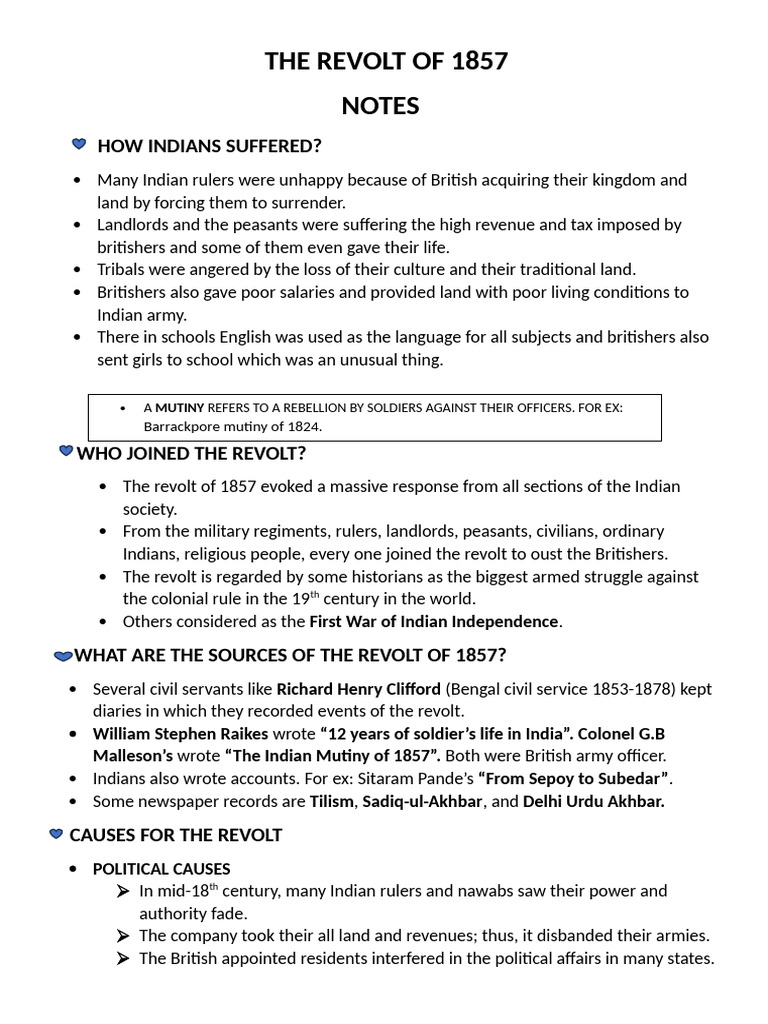 The Revolt of 1857 | PDF | Indian Rebellion Of 1857 | British India