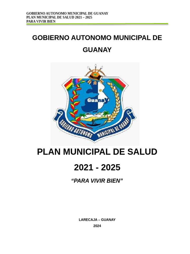 Plan de Salud Guanay 2021-2025 | PDF | Tasa de mortalidad | Muerte materna