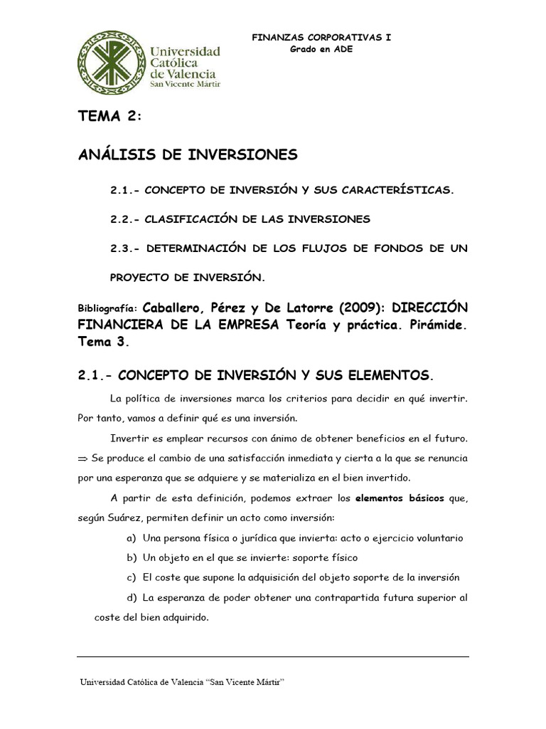 Tema 2 Analisis de Inversiones | PDF | Inversiones | Business