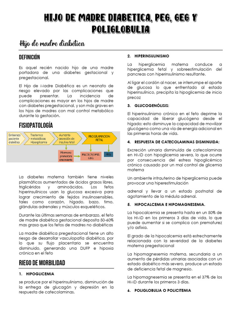 Hijodemadre Diabetica - PEG GEG - Poliglobulia | PDF | Feto | Diabetes