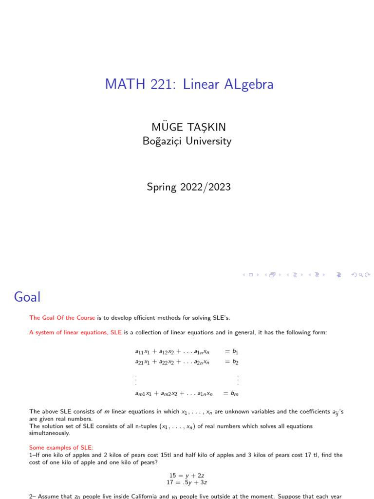 1.SLE Operations On Matrices Gaussian Elimination | PDF | Matrix (Mathematics) | Functions And ...