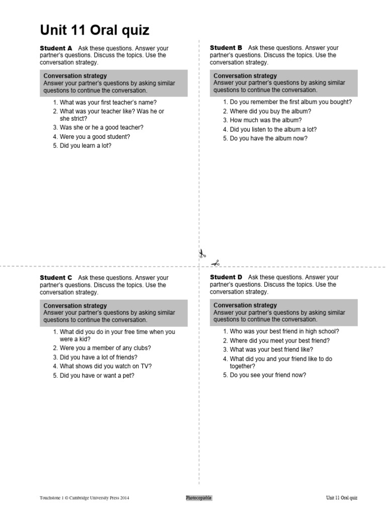 Unit 11 Oral Quiz: Conversation Strategy Conversation Strategy | PDF ...