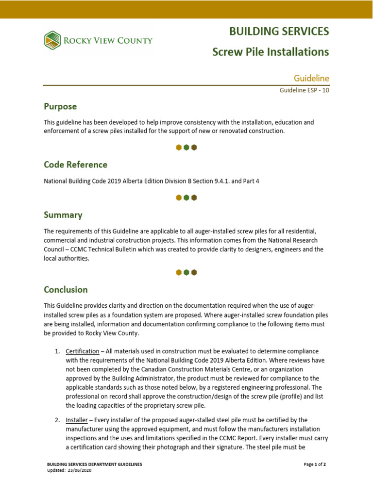 Guideline-Screw-Pile-Installations | PDF | Deep Foundation | Building Code