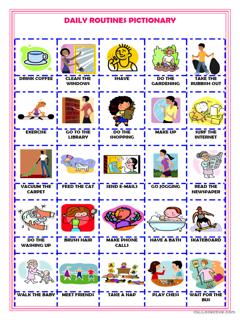 Daily Routines Pictionary | PDF