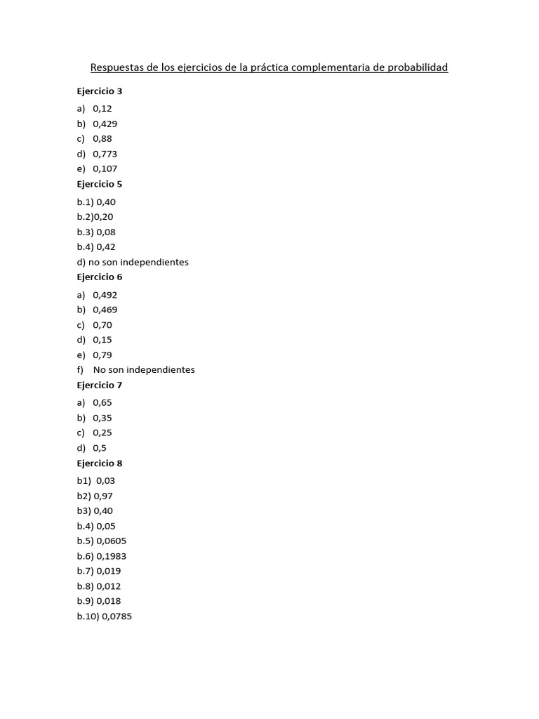 Respuestas Práctica Complementaria | PDF