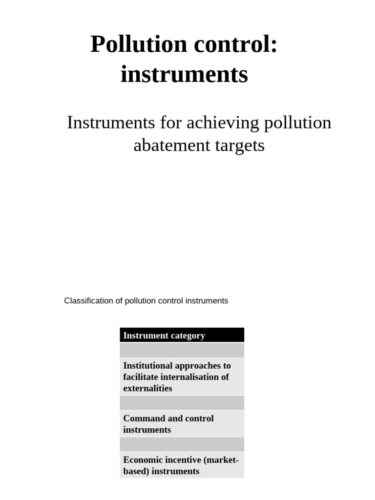 Pollution Control Instruments 23 | PDF | Emissions Trading | Externality