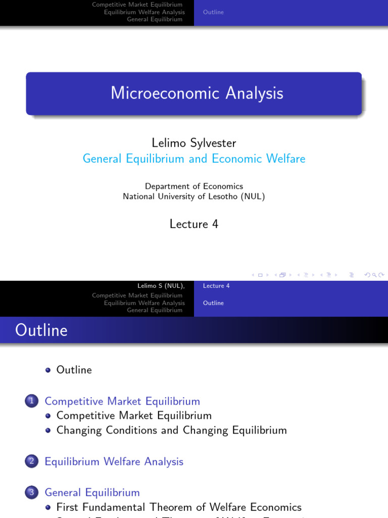EC3301 Lecture 4 General Equilibrium and Economic Welfare | PDF | Economic Surplus | Welfare ...