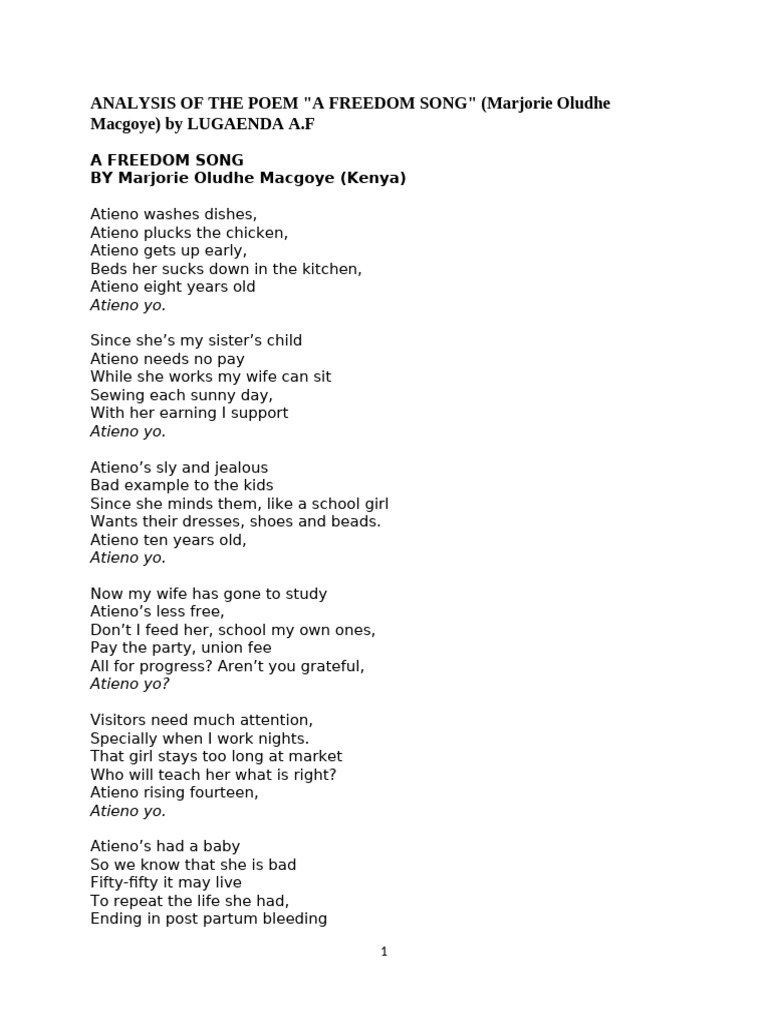 Atieno: A Cautionary Tale of Exploitation | PDF | Poetry | Stepfamily