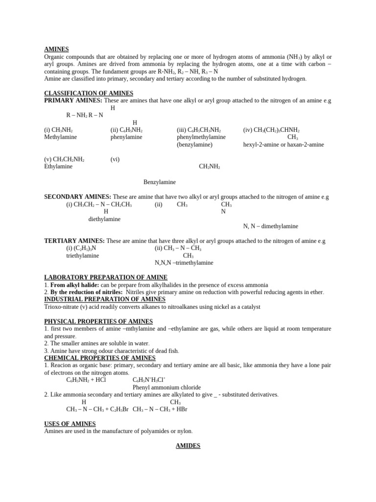 Amine, Amide, Amino Acid and Protein | PDF | Amine | Amide