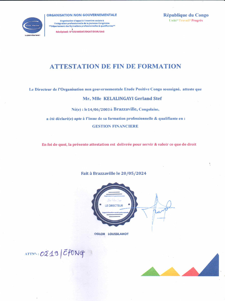 ATTESTATION DE FIN DE FORMATION | PDF