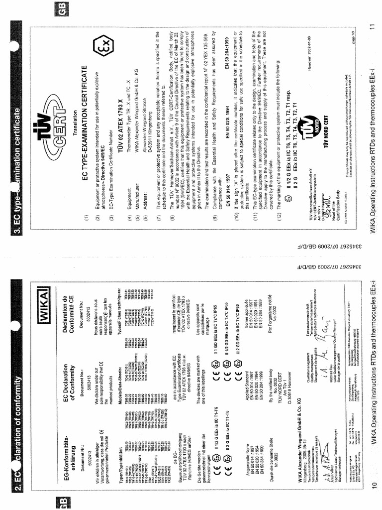 EC Declaration - ATEX Certificate | PDF