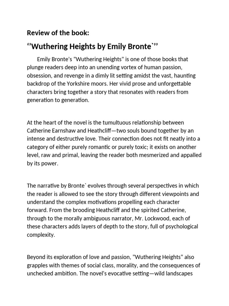Wuthering Heights Book Review | PDF