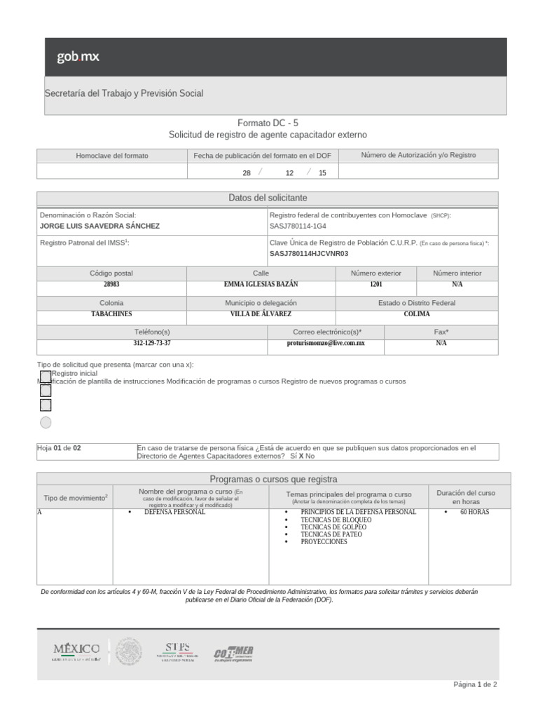 STPS Formato DC 5 | PDF | Correo | Gobierno