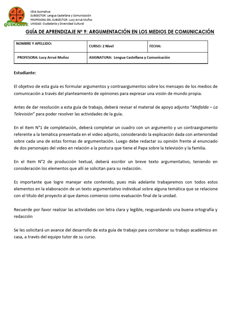 Guía Ap. #9 2do. Nivel Leng - Cast - y Com. Ciud. y Div. Cultural 3 | PDF