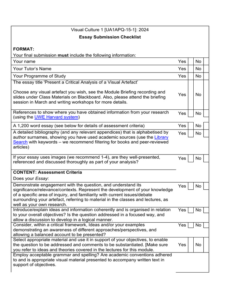 Essay Checklist CP | PDF | Essays | Learning