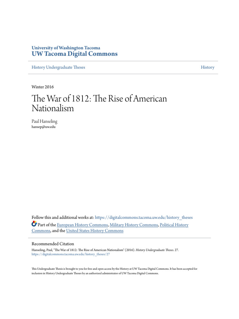 The War of 1812 - The Rise of American Nationalism | PDF | War Of 1812 ...