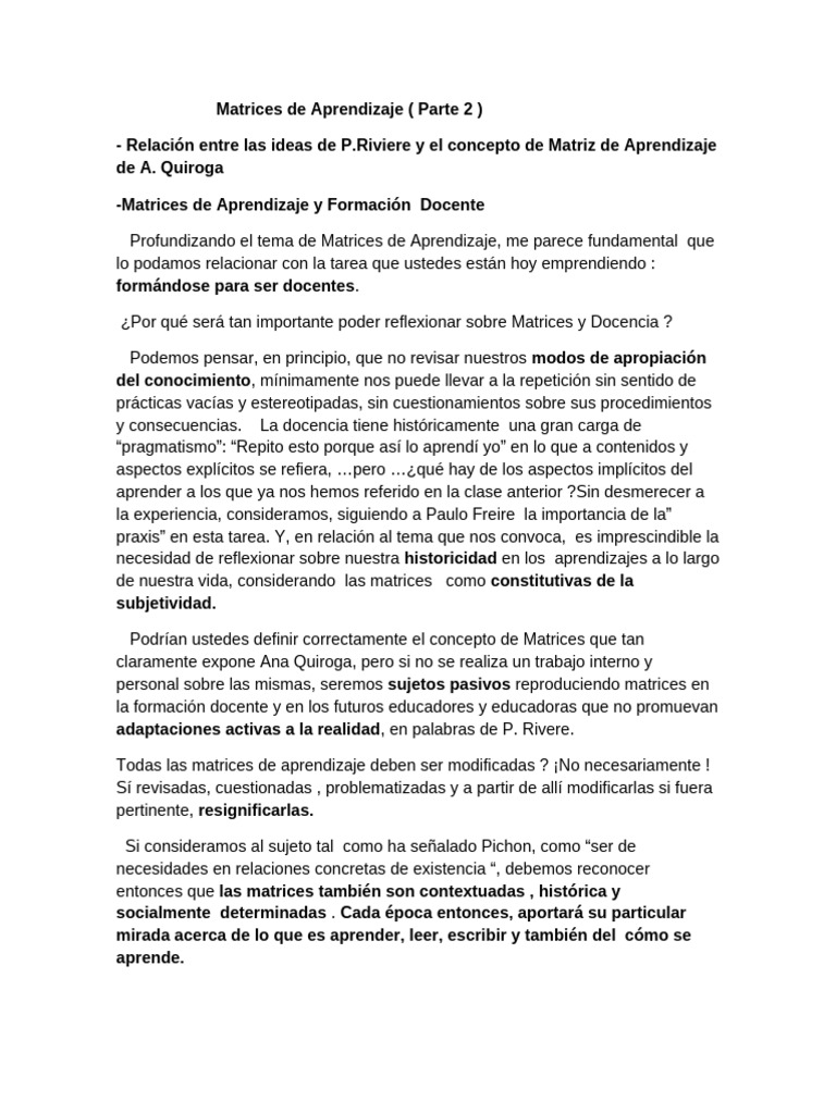 Matrices de Aprendizaje Parte 2 | PDF | Aprendizaje | Enseñando