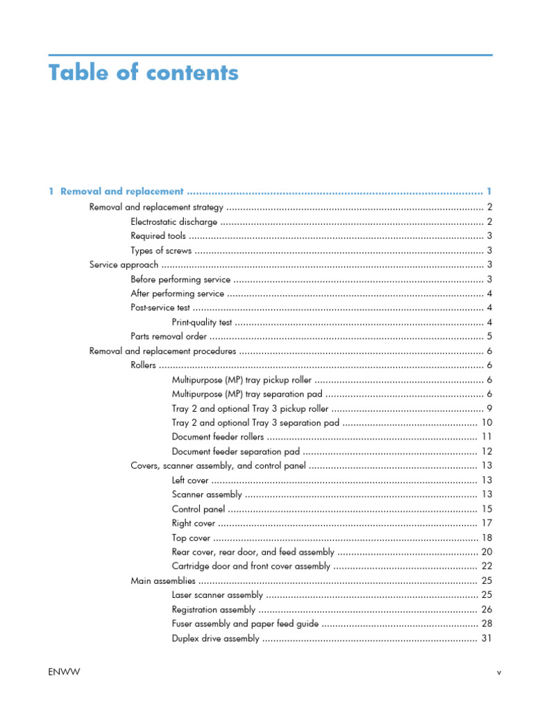 M425 Laserjet Service Repair Table of Contents | PDF | Image Scanner ...