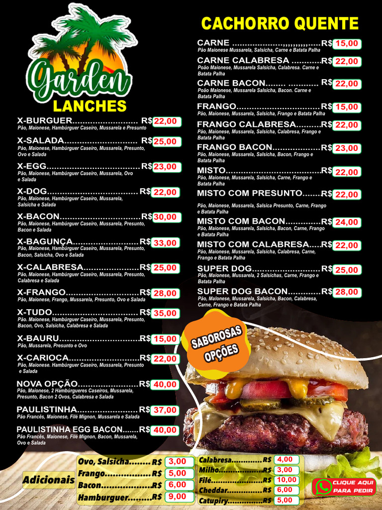 Cardápio de Lanches e Bebidas | PDF | Orégano | Alimentos