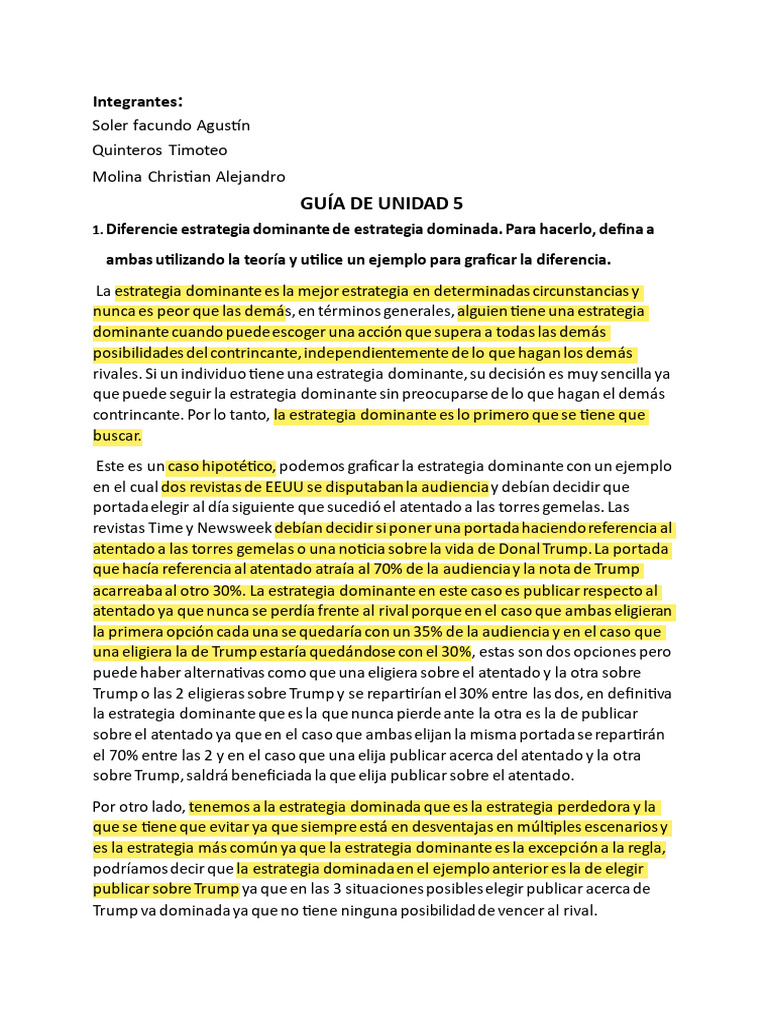 Guía de Unidad 5 Trri Ii | PDF | Teoría de juego