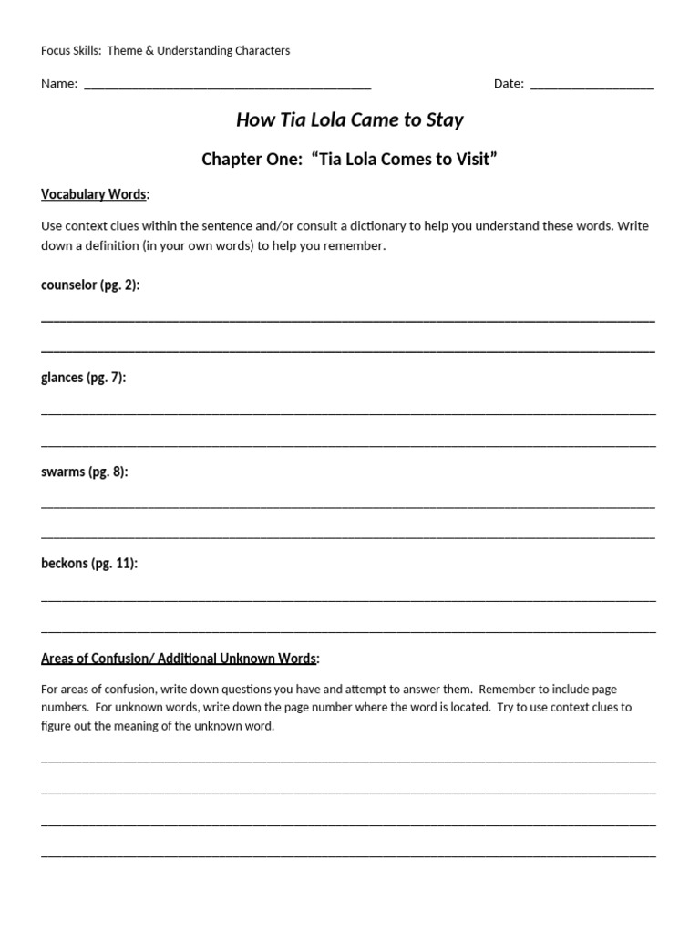 How Tia Lola Came To Visit PDF Focus Skills Ch. 1 | PDF | Career & Growth