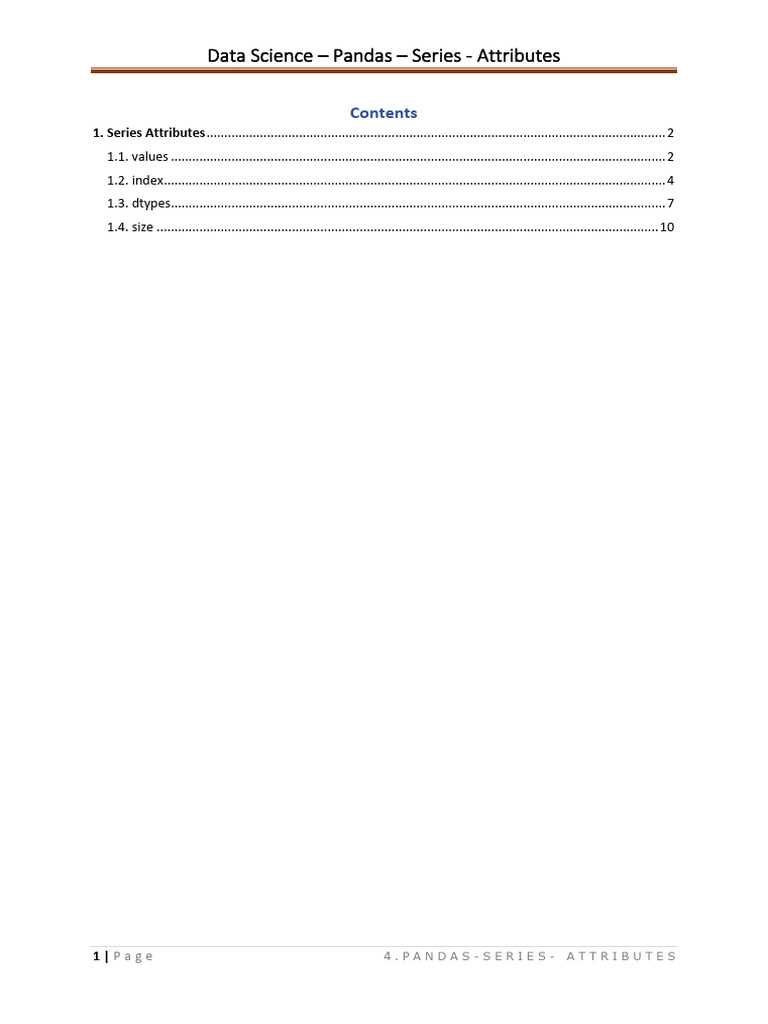 Pandas - Series - Attributes | PDF | Data Analysis | Computer Data