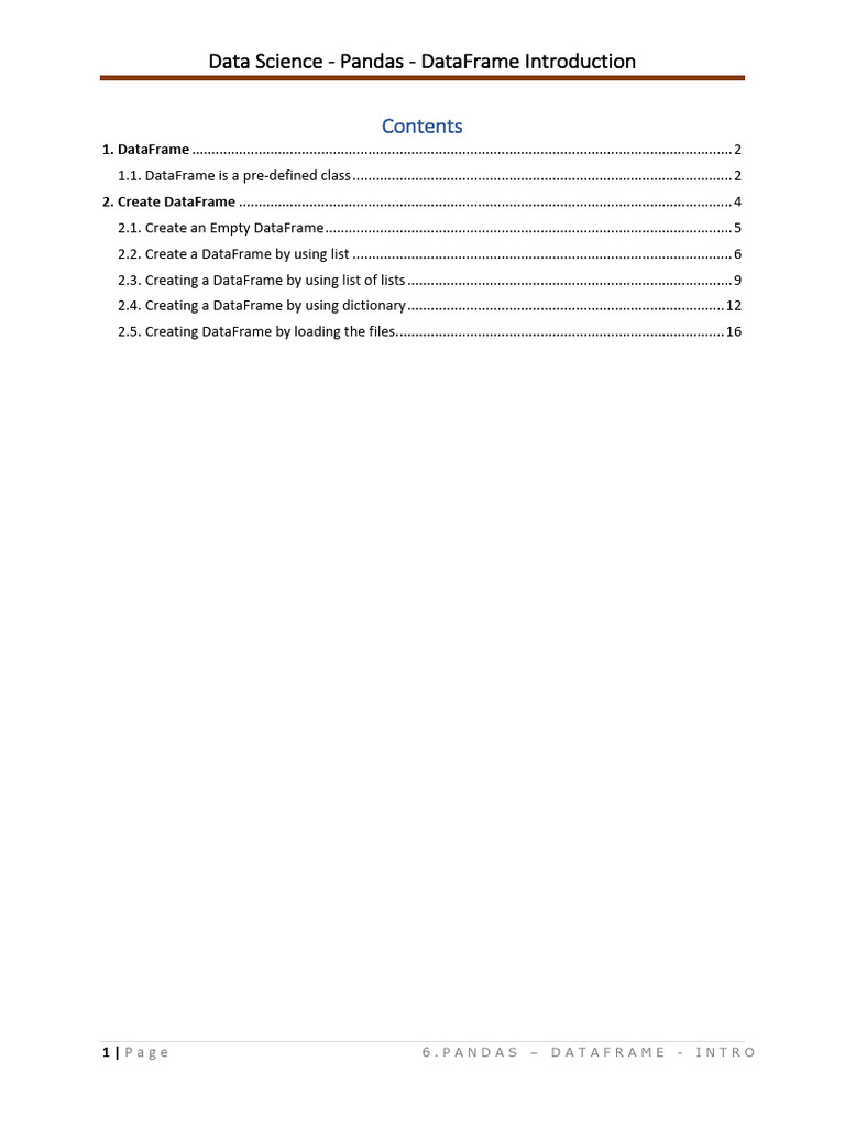 Pandas Dataframe Introduction Pdf Computer Programming Computing 5328