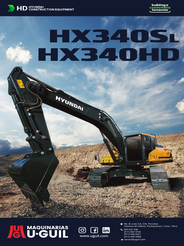Ficha Técnica Excavadora Hyundai HX340SL | PDF | Motor de combustión ...