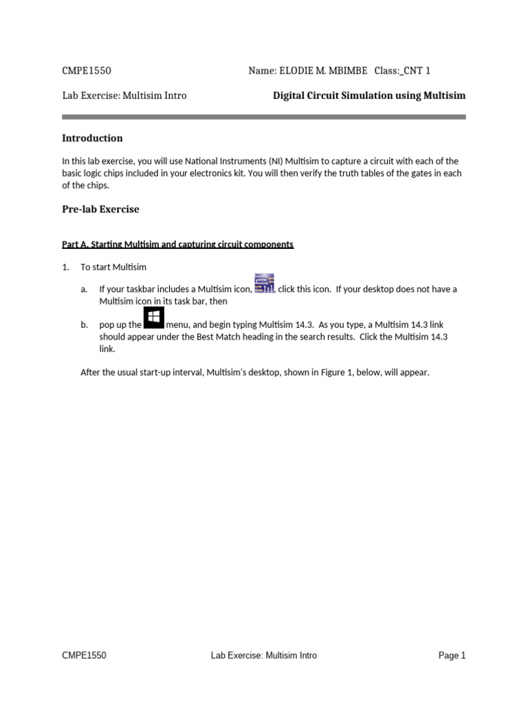 Lab 1 Intro to Multisim | PDF | Computer Engineering | Electrical ... Lab 1 Intro to Multisim | PDF | Computer Engineering | Electrical ...