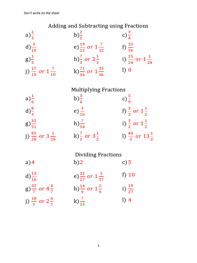 Mixed Operations Fractions Worksheet Answers Pdf Arithmetic Mathematics