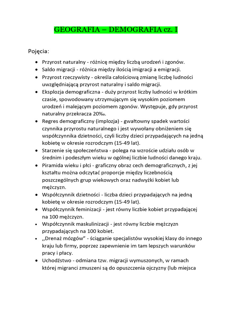 GEOGRAFIA - DEMOGRAFIA CZ 1 - Kopia - Kopia | PDF