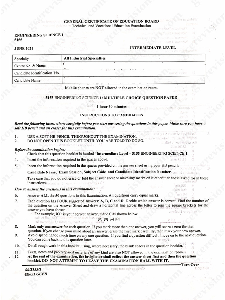 Ol 2021 Engineering Science 1 | PDF