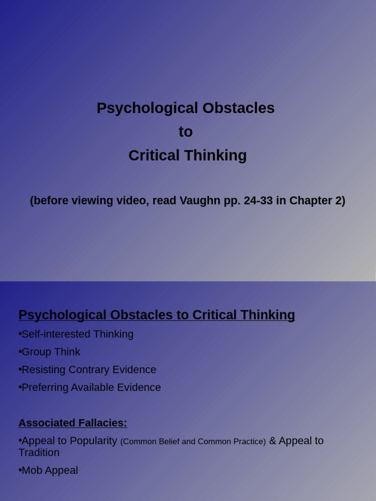 Barriers to Effective Critical Thinking | PDF | Thought | Critical Thinking