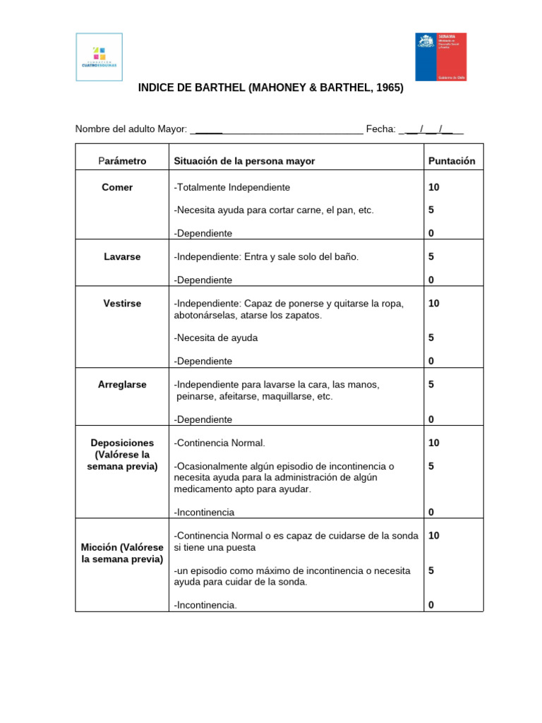 Indice de Barthel | PDF | Higiene