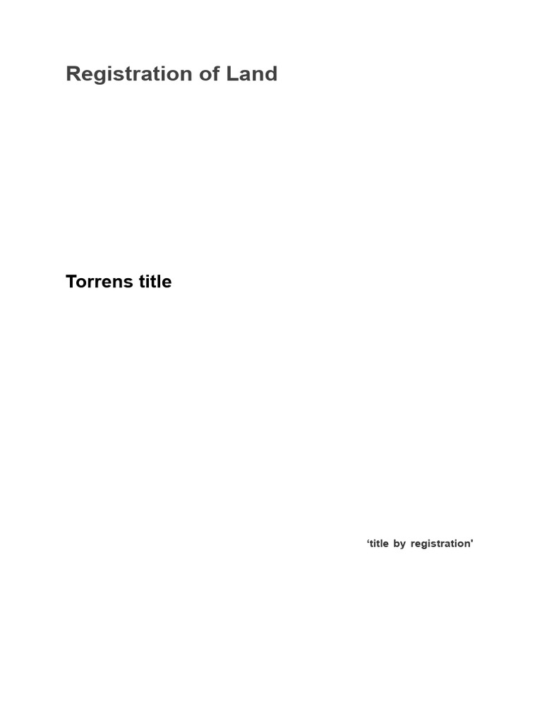 6.1. Torrens System of Registration of Land | PDF | Natural Resources ...