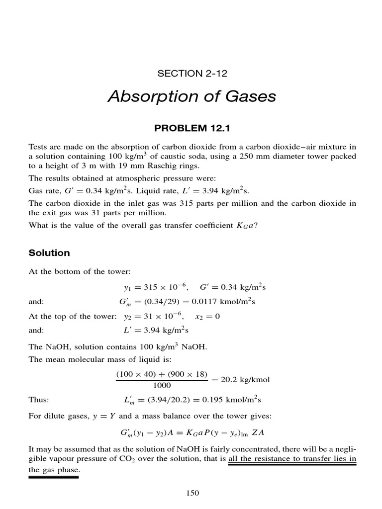 Absorption Problem | PDF | Gases | Chemical Equilibrium