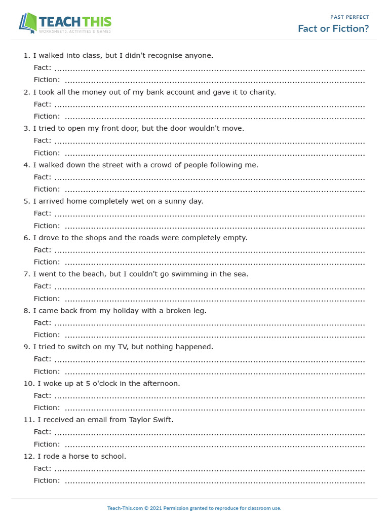 ESL Fact or Fiction Worksheet | PDF