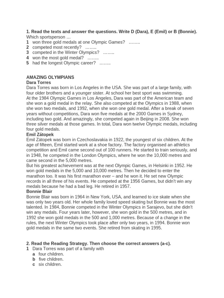 Reading | PDF | International Sports Competitions | Sports