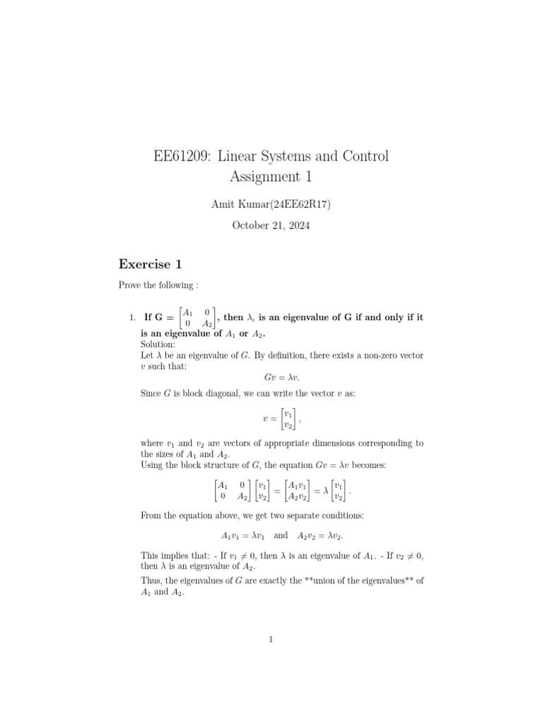 Linear_Theory_assignment | PDF | Eigenvalues And Eigenvectors | Mathematical Physics