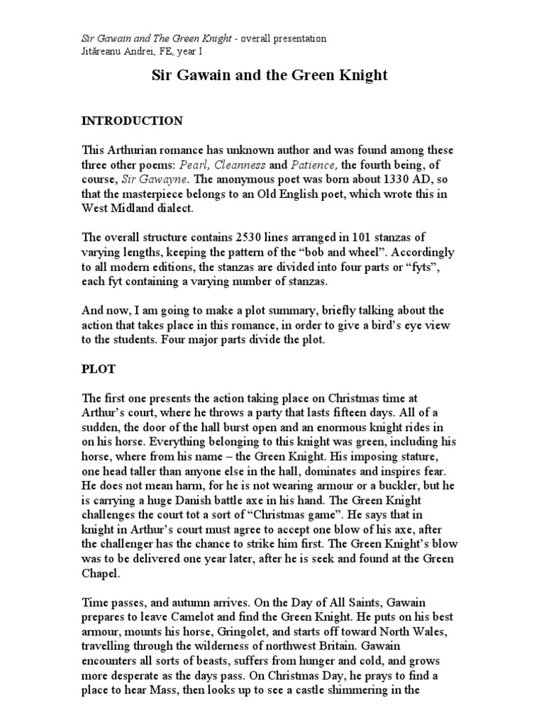 Sir Gawain and the Green Knight Overview | PDF | Middle English ...