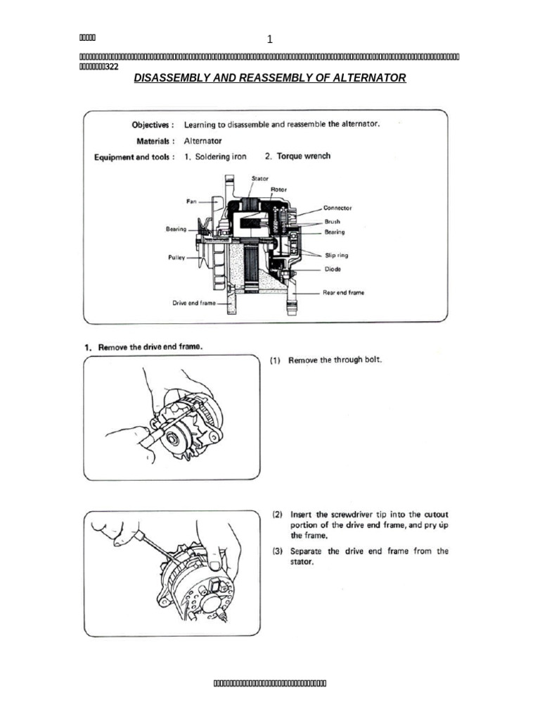 Disassembly and Reassemble of Alternator | PDF