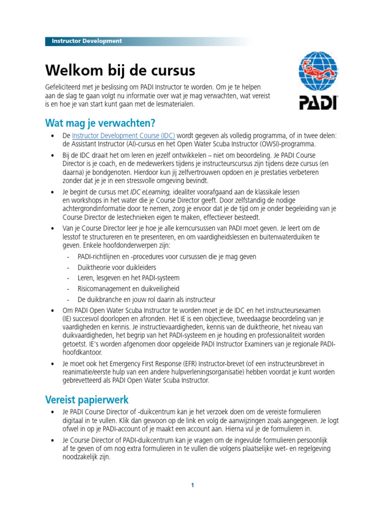 Welkom Bij de Cursus | PDF