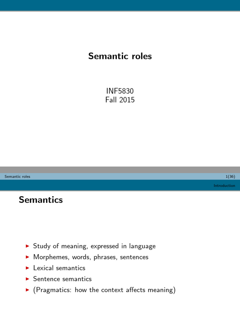 Inf5830 Semanticroles | PDF | Semantics | Syntax