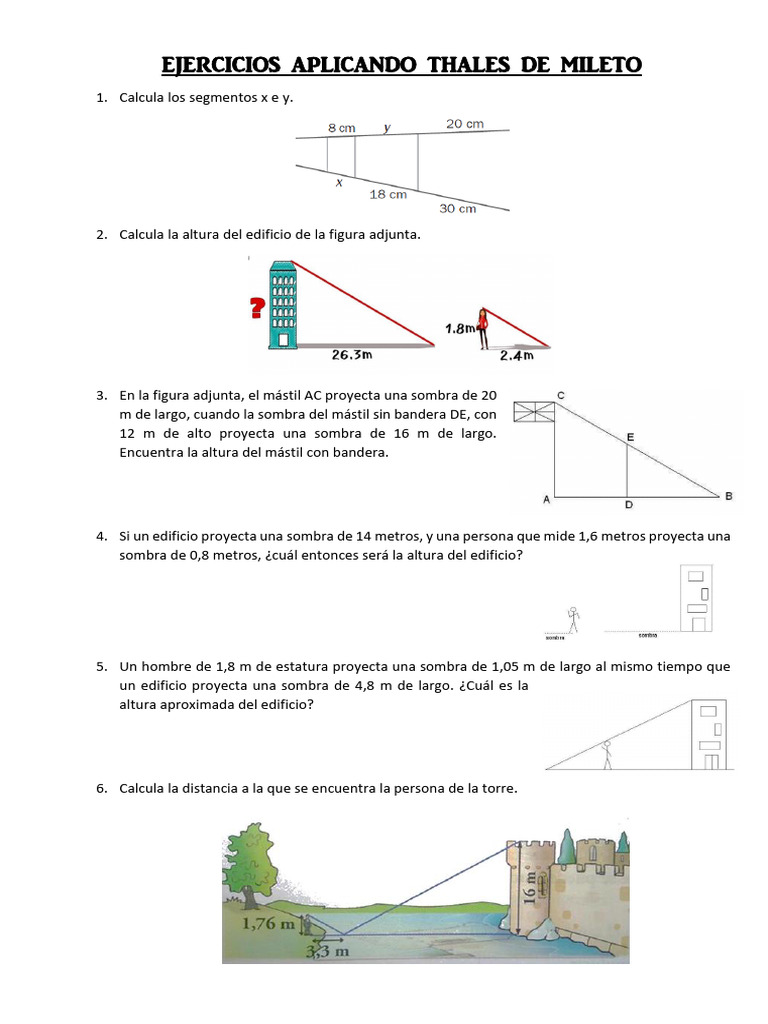 EJERCICIOS APLICANDO THALES DE MILETO | PDF