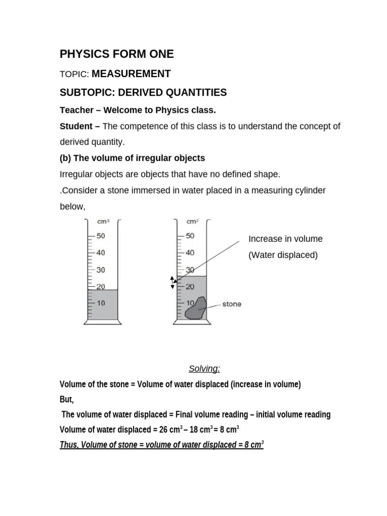 Physics Form One Measurement Lesson 3 | PDF