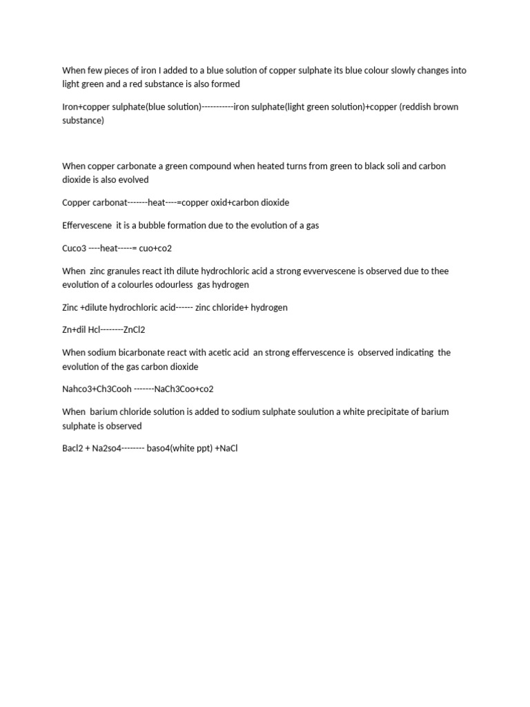 Chemical Reactions and Observations | PDF